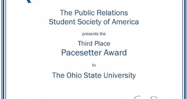 Ohio State PRSSA receives Fall 2023 Pacesetter Award | School of Communication